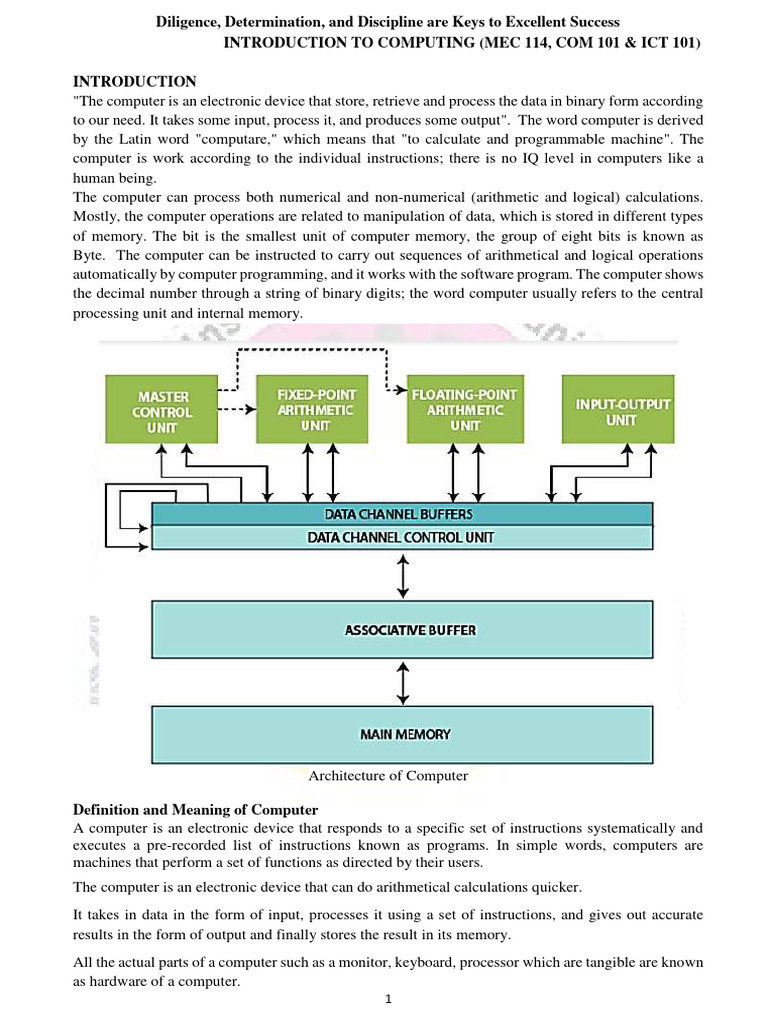 Introduction To Computing | PDF | Integrated Circuit | Central Processing Unit
