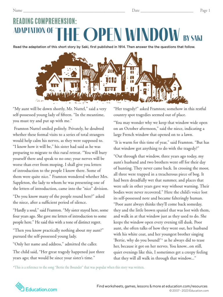 The Open Window: by Saki Adaptation of | PDF | Saki