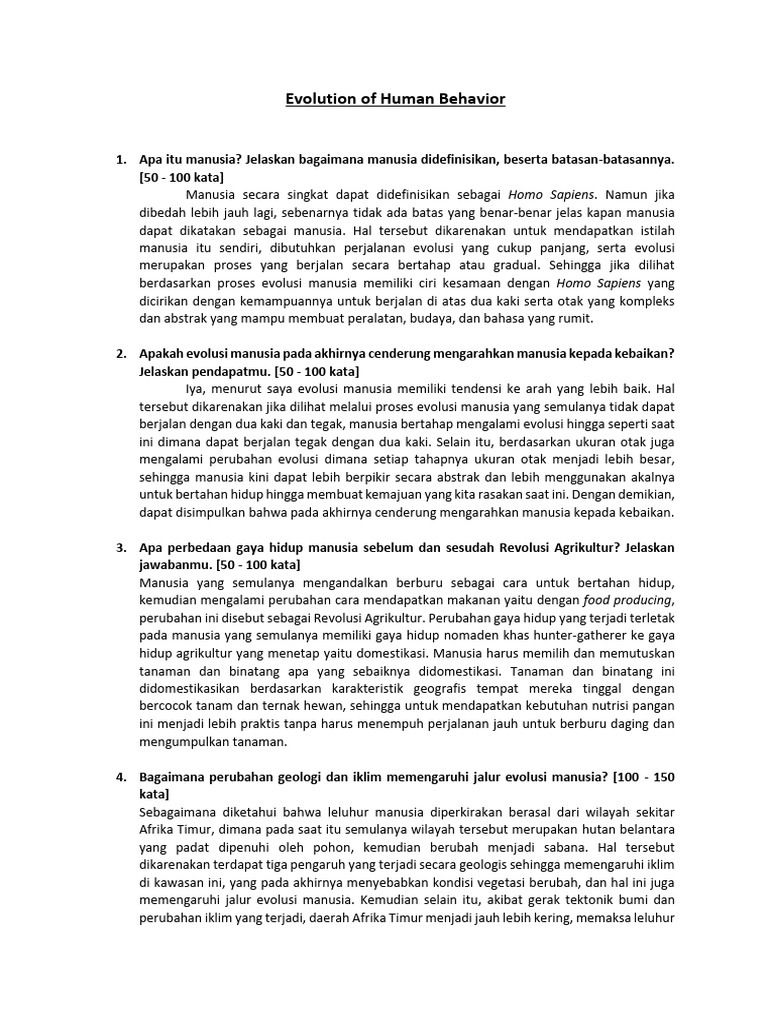 Evolution of Human Behavior | PDF