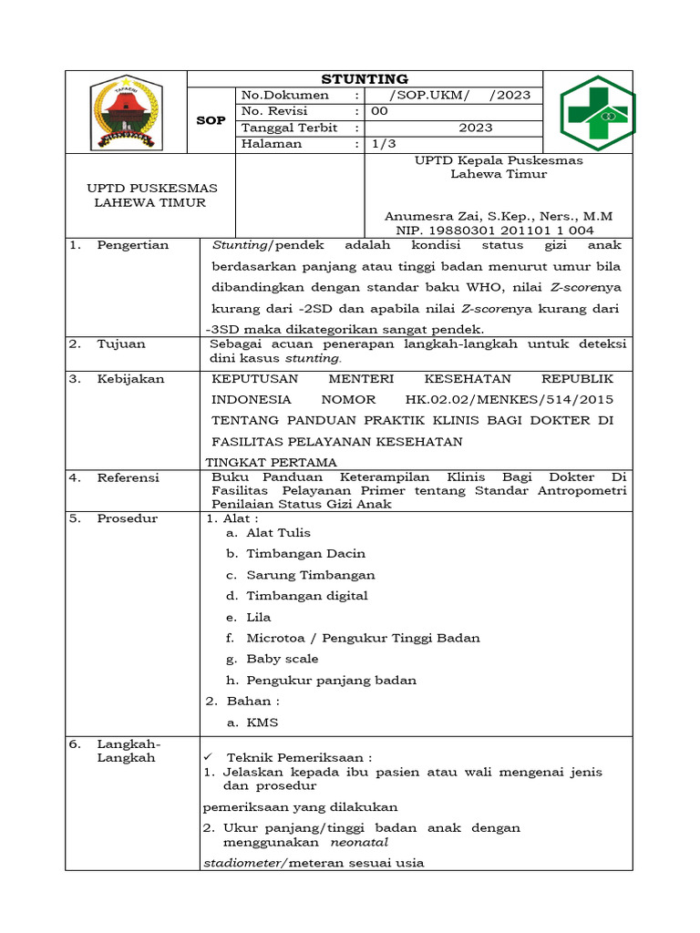 Panduan Deteksi Dini Stunting | PDF