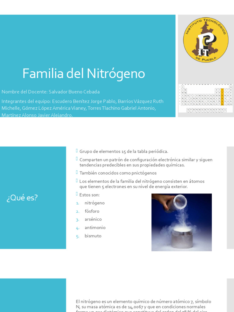 Familia Del Nitrógeno | PDF | Nitrógeno | Arsénico