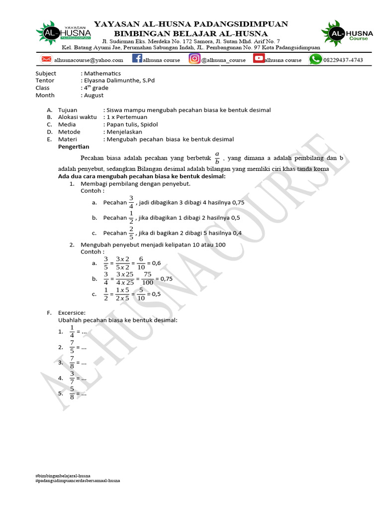 Lesson Plan Kelas 4 Fix | PDF | Metode & Bahan Ajar