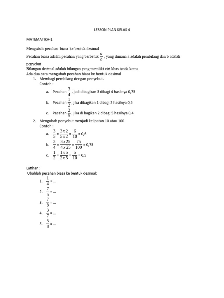 Lesson Plan Kelas 4 Pdf Metode Bahan Ajar Komputer