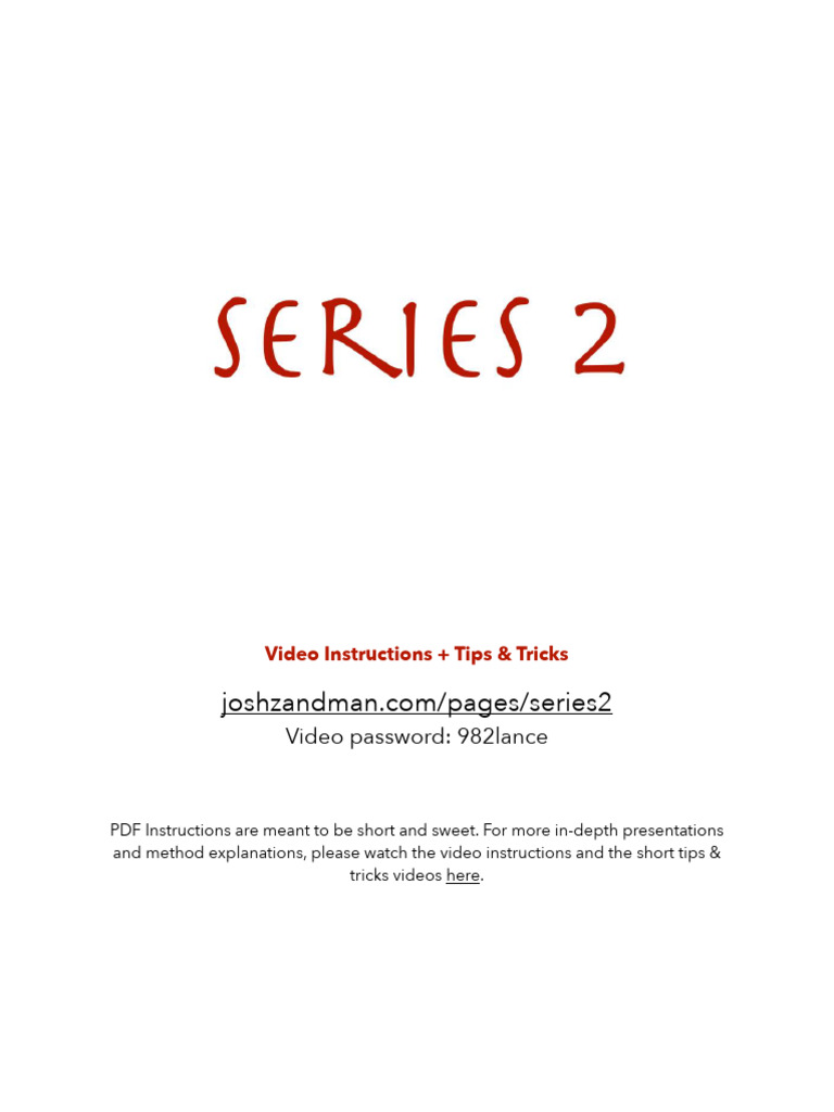 Series 2 Instructions - Original Method | PDF | Human Communication