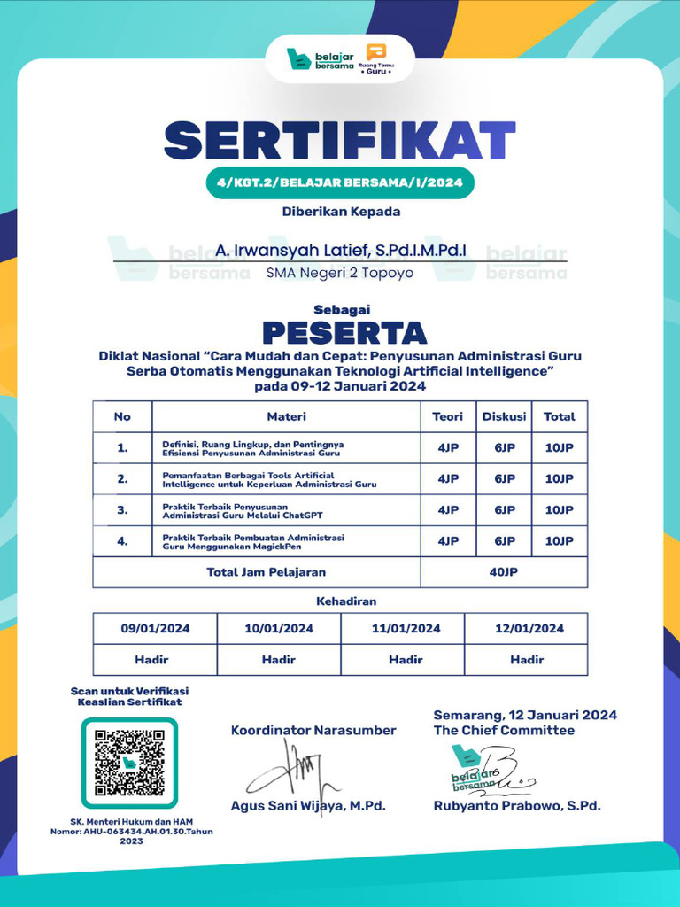 A. Irwansyah Latief, S.pd.I.M.pd - Ix1x1SMA Negeri 2 Topoyo | PDF