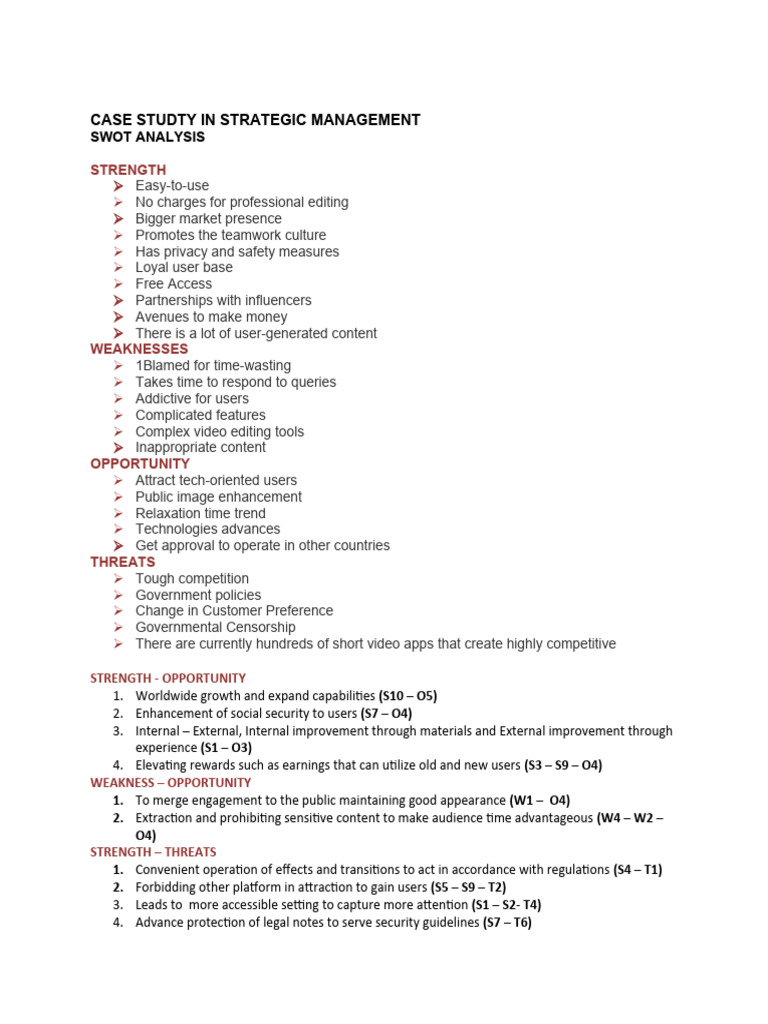 TikTok SWOT Analysis Case Study | PDF | Mass Media | Cyberspace