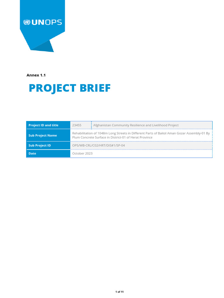 Lot-1 Minor Works RFQ Section IV Annex 1.1 Project Brief HRT-DIS#1-SP04 | PDF | Drainage Basin ...