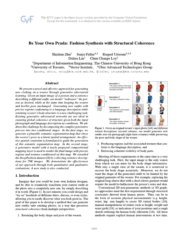 Fashion Synthesis With Structural Coherence | PDF