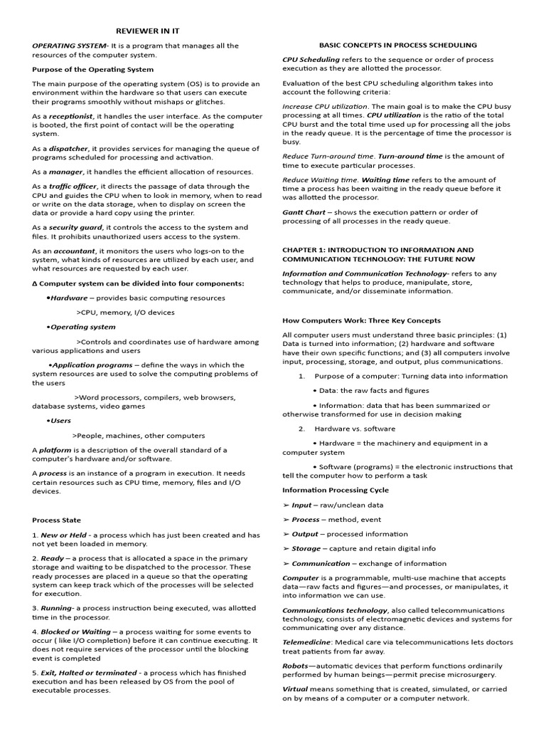 REVIEWER-IN-IT | PDF | Process (Computing) | Printer (Computing)