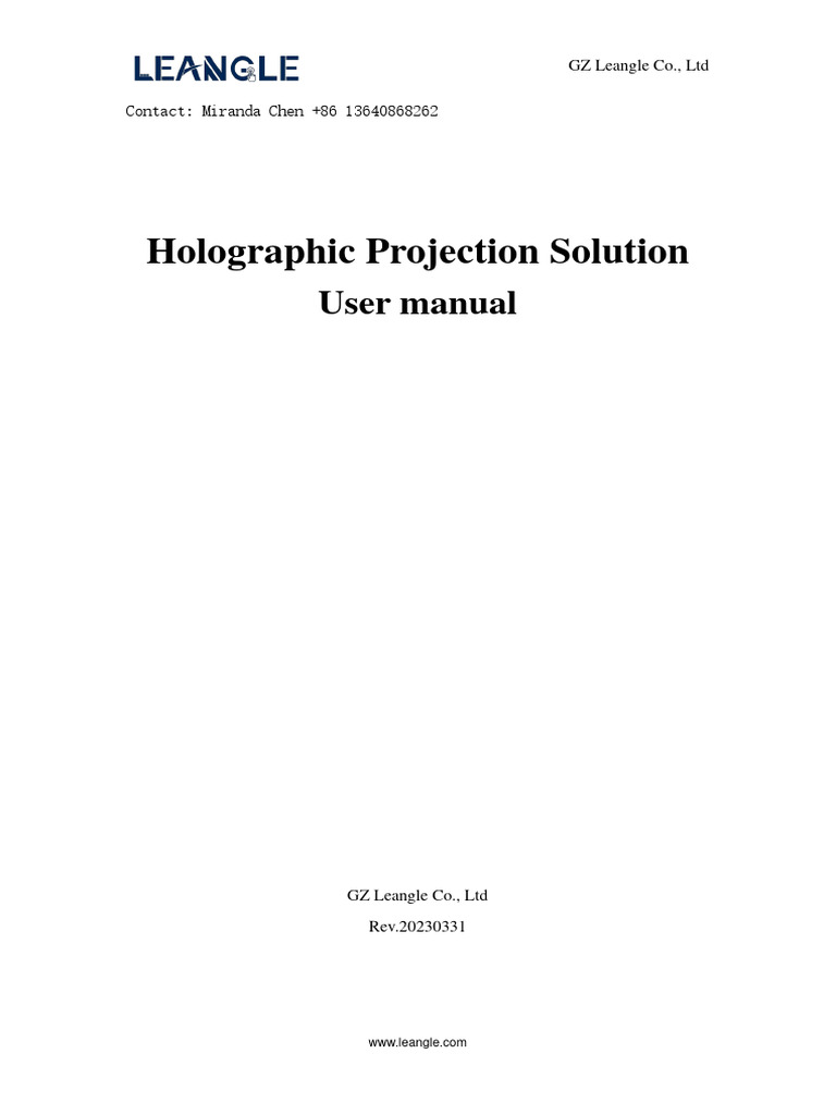 User Manual of Holographic Projection Solution - En-Rev.20230401 | PDF | Streaming Media | Video