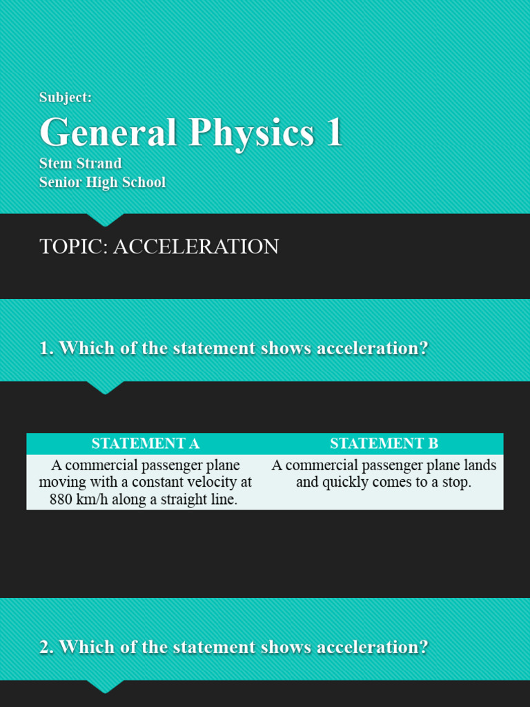 Understanding Acceleration in Physics | PDF | Teaching Methods ...