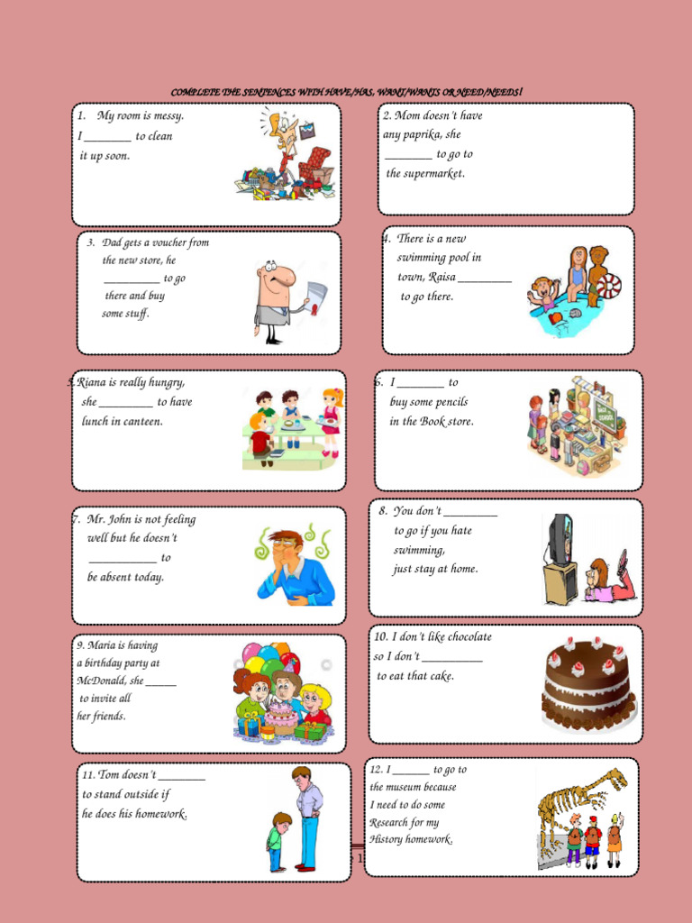 Have To Want To Worksheet Fun Activities Games Grammar Drills - 83178 | PDF