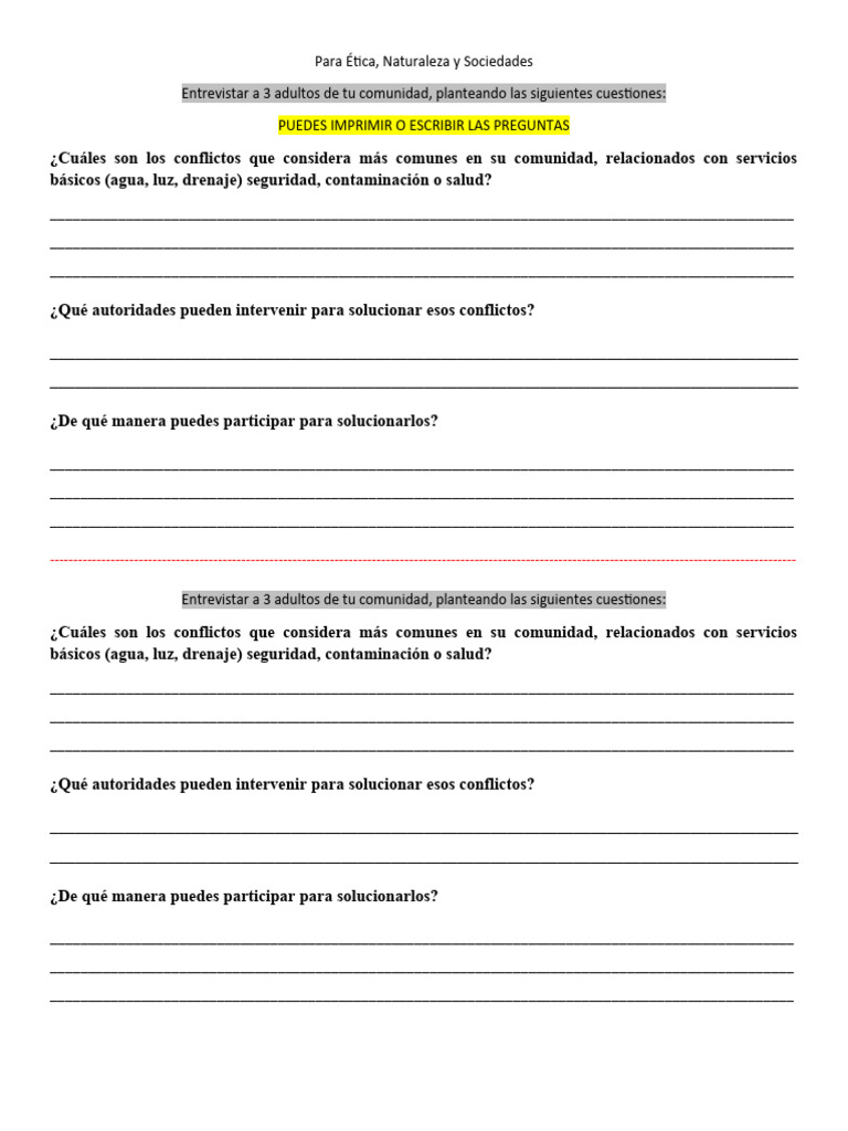 Entrevista Conflictos en Mi Comunidad | PDF