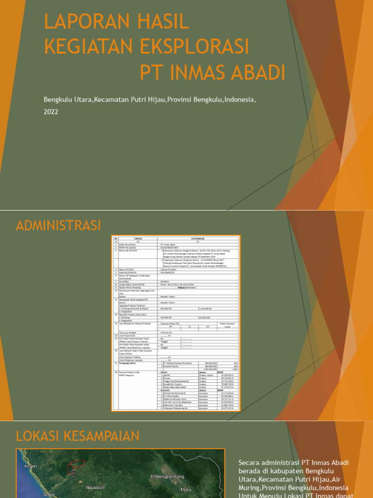 Laporan Kegiatan Eksplorasi PT Inmas Abadi | PDF