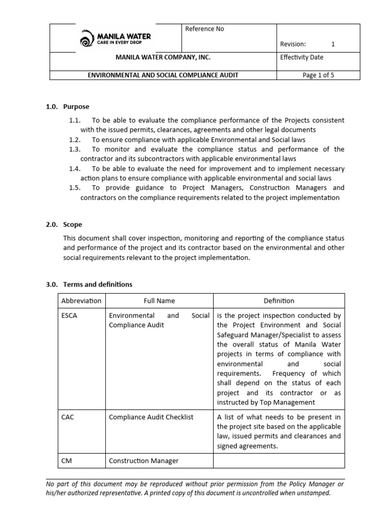 Projects Envi and Social Compliance Audit Guidelines | PDF | Regulatory Compliance | Audit