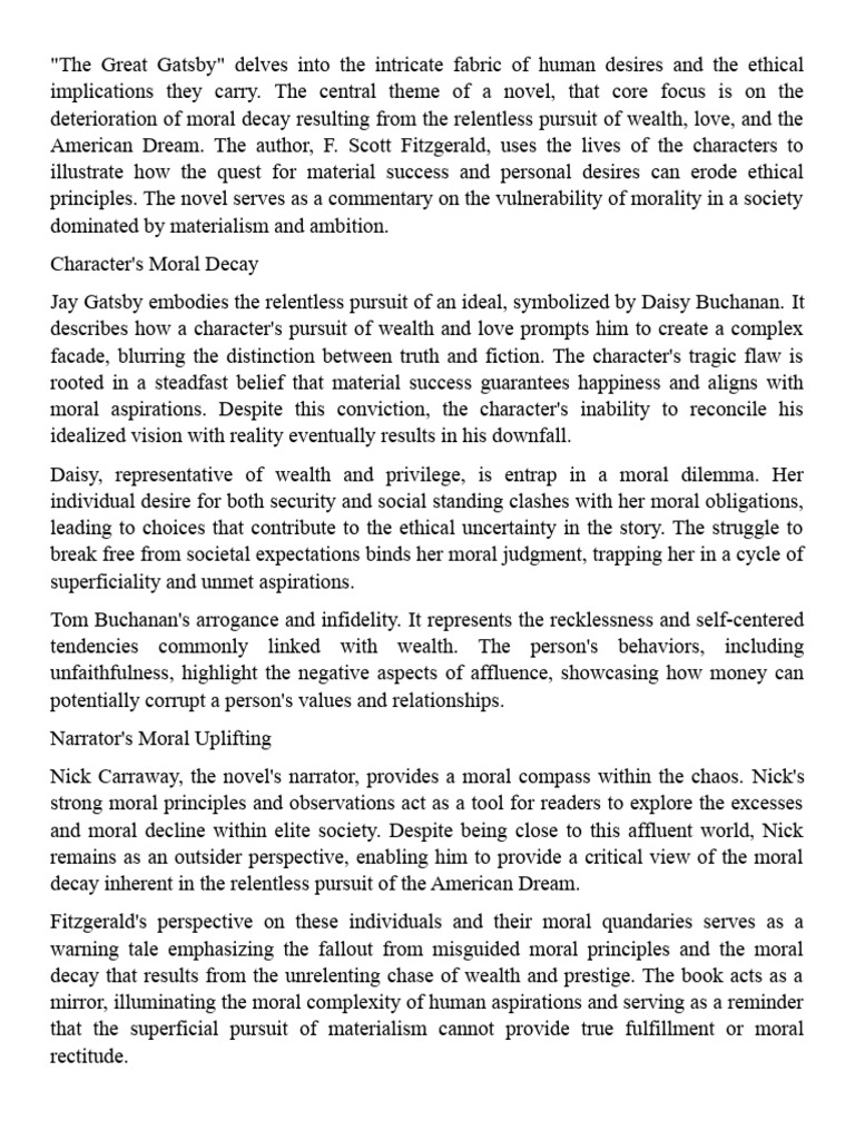 The Great Gatsby | PDF | The Great Gatsby | Morality