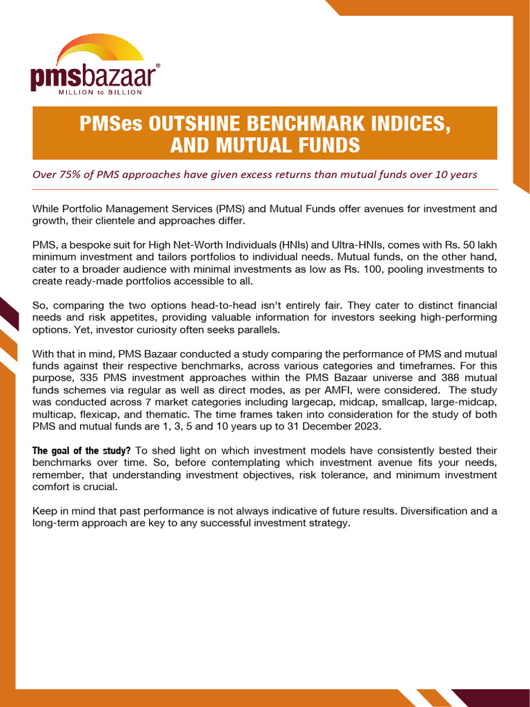 PMSBazaar Study - PMS Vs MF Returns | PDF | Investing | Mutual Funds