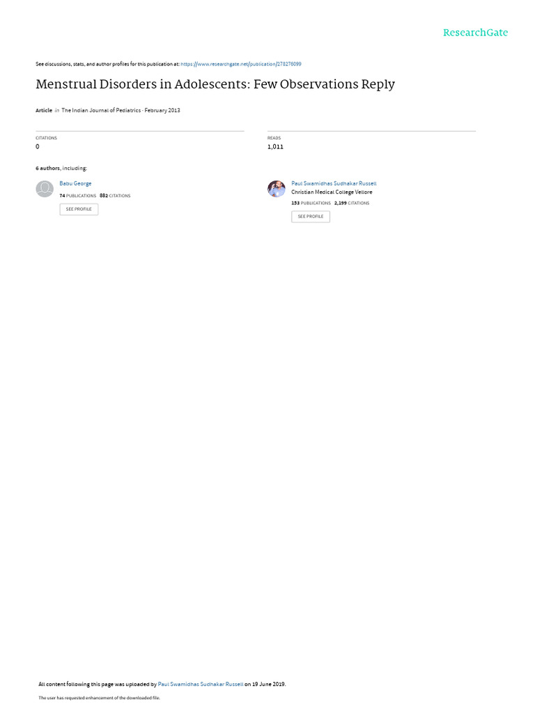 Menstrual Disorders And Menstrual Hygiene Practices Pdf