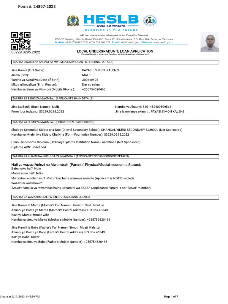 Form #: 24897-2023: S3229.0295.2022 Local Undergraduate Loan ...