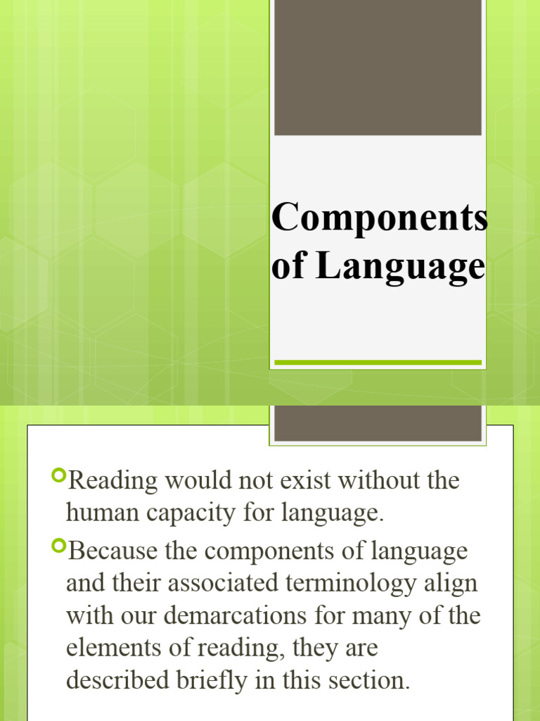 Lec. 1 Components of Language (1) | PDF | Word | Morphology (Linguistics)