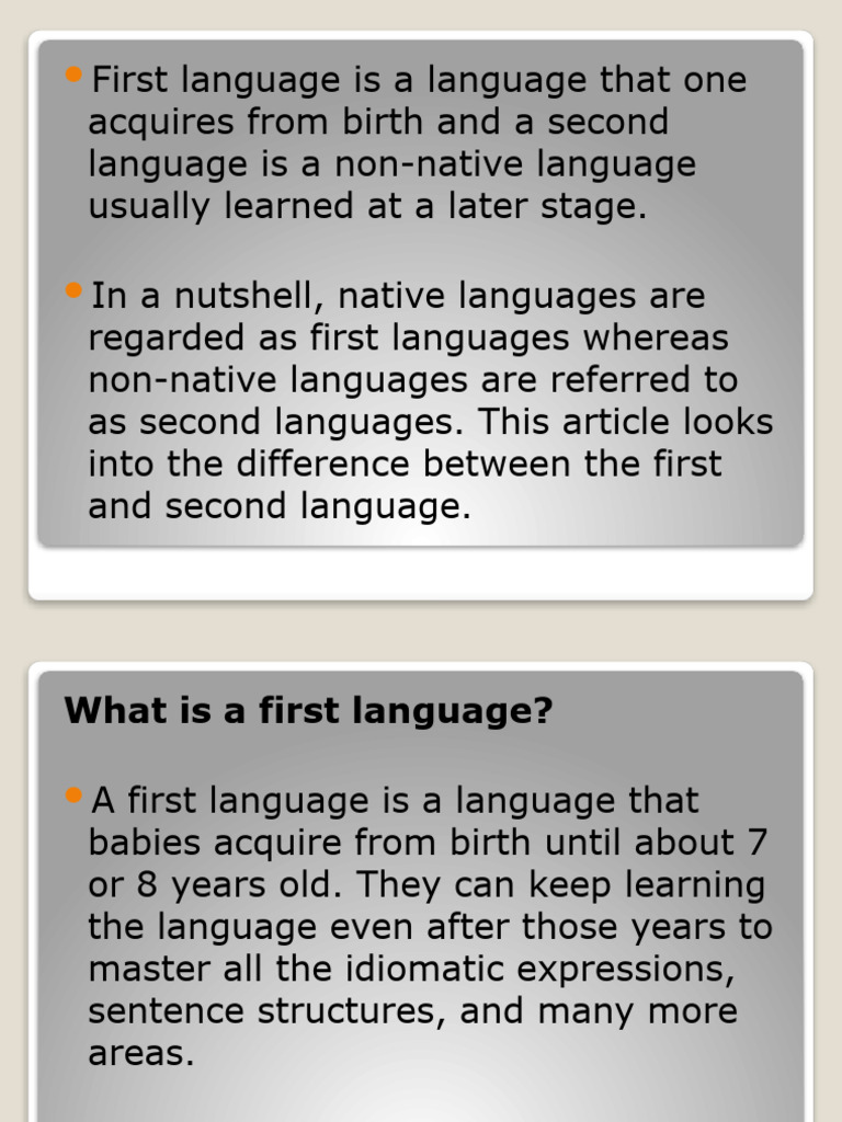 First-Language-vs-Second-Language | PDF | Second Language Acquisition | First Language