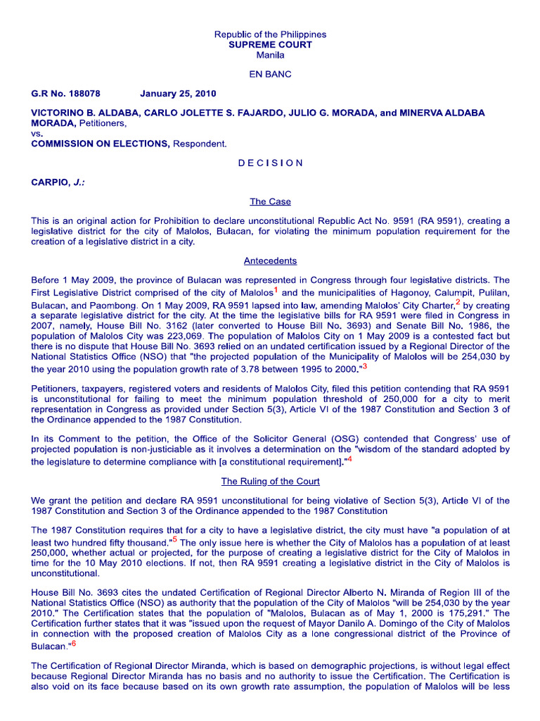 Aldaba v. COMELEC, 611 SCRA 137 | PDF