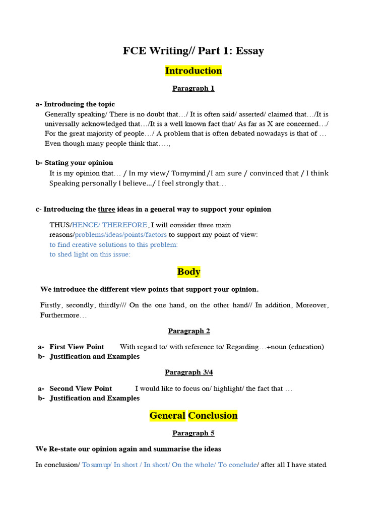 Layout Essay FCE | PDF