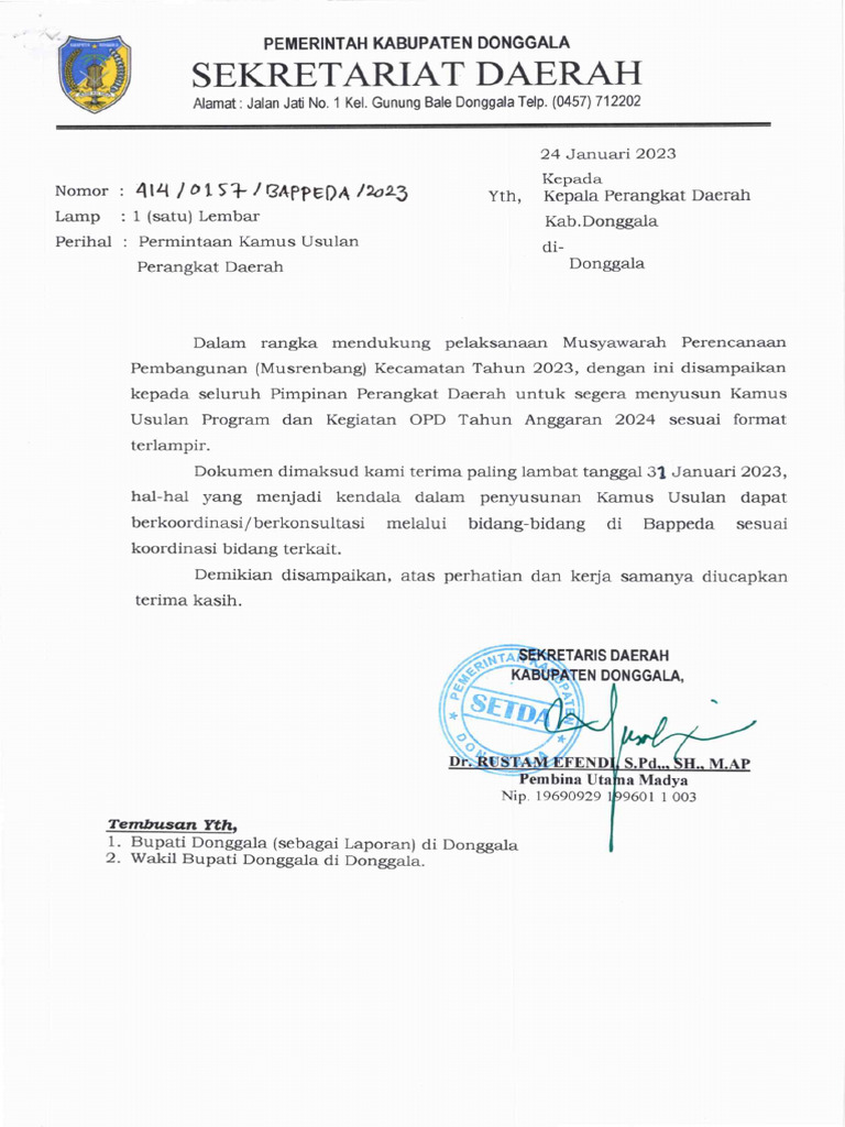 Surat Kamus Usulan 2024 | PDF