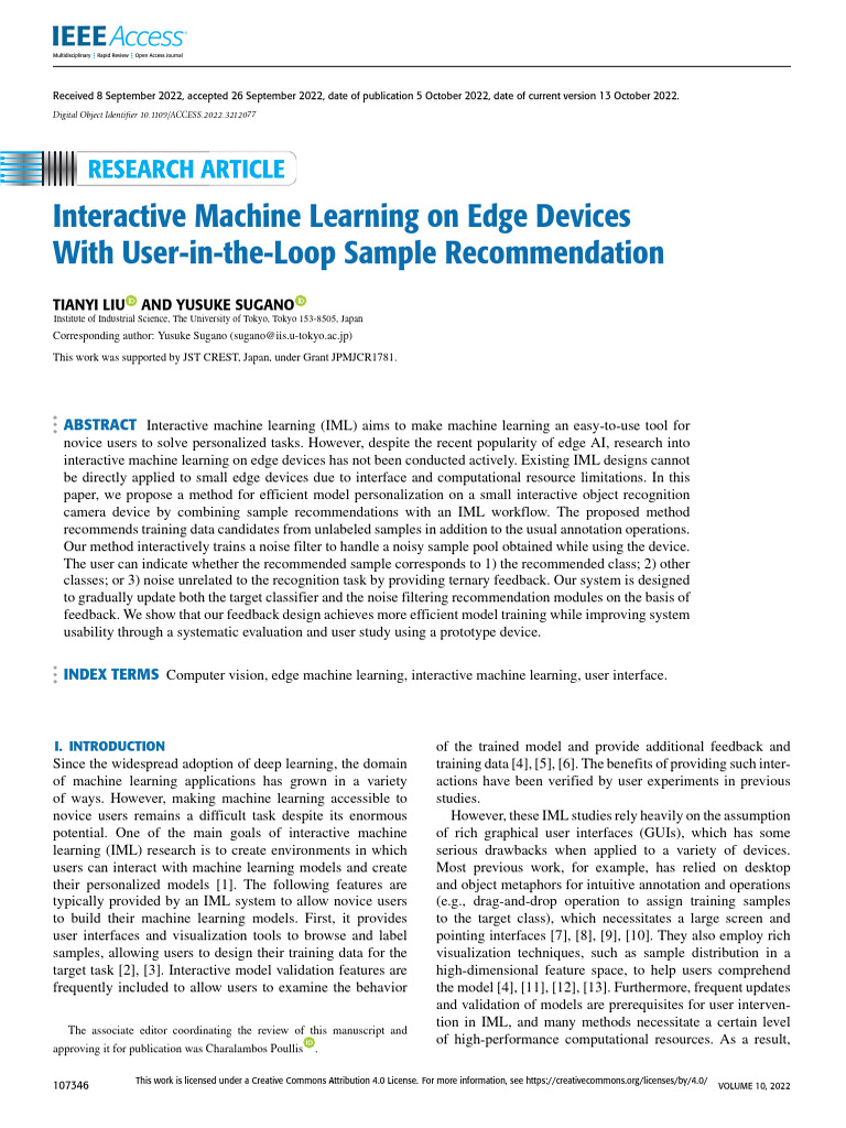 Interactive Machine Learning On Edge Devices With User-in-the-Loop Sample Recommendation | PDF ...