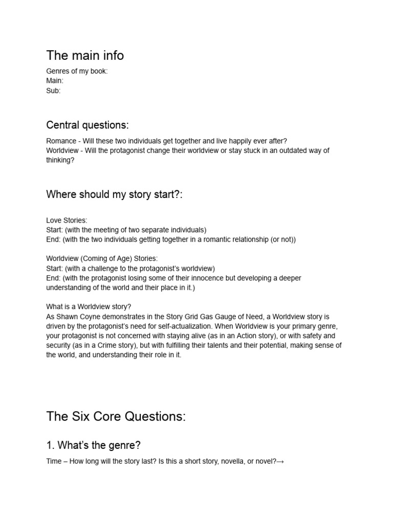 The Shape of A Story Template - Unfinished | PDF | Romance (Love ...