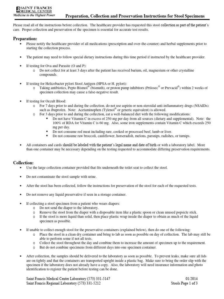 1ab10a7 Preparation Collection and Preservation Instructions For Stool ...