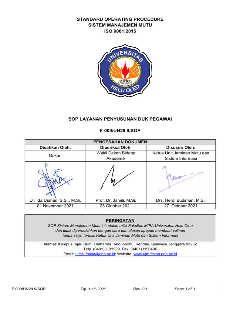 SOPLayanan Penyusunan DUK Pegawai | PDF