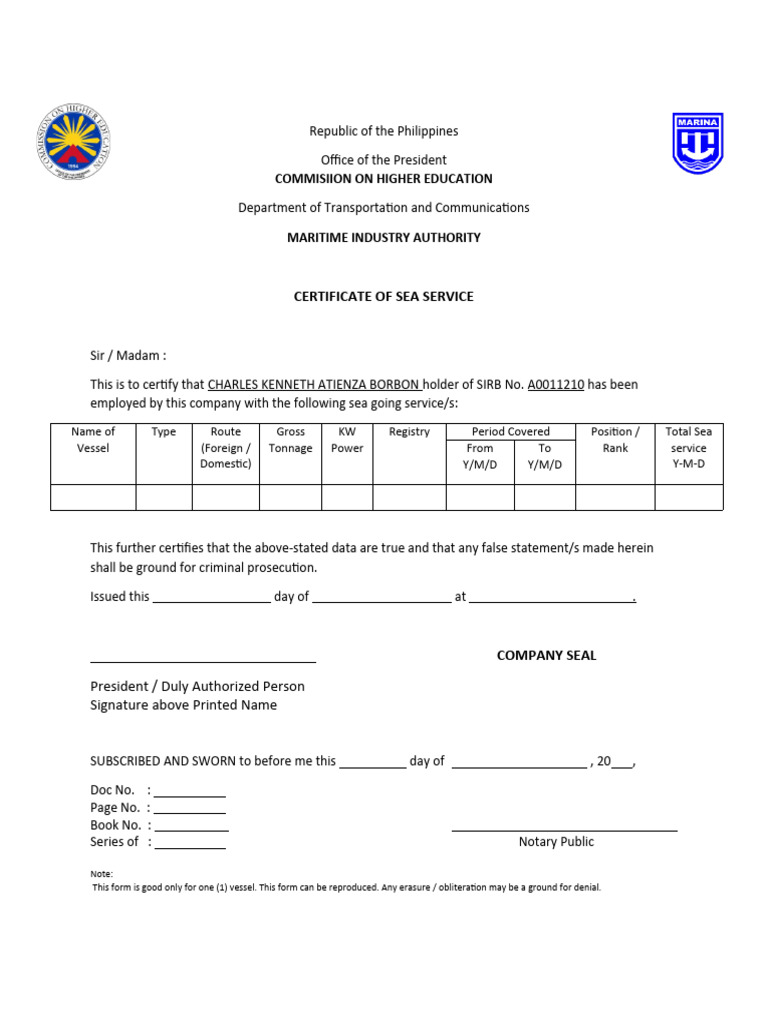 Ched Marina Sea Service Crewlist Updated | PDF | Government
