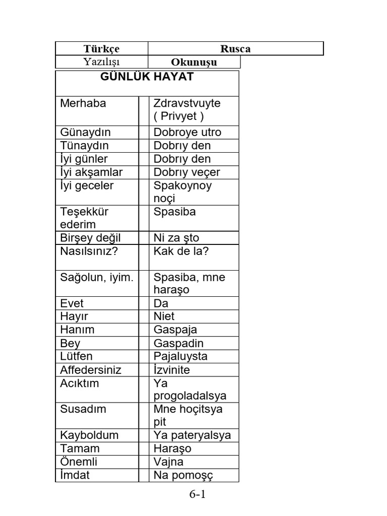 Rusca Turkce Sozluk | PDF