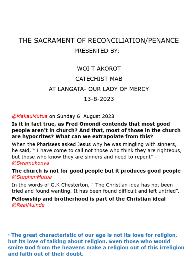 The Sacrament of Reconciliation | PDF