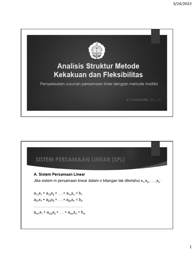 Penyelesaian Persamaan Linear Dengan Matriks | PDF | Metode & Bahan Ajar