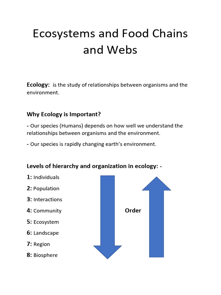 Chapter 1 - 1 Notes | PDF | Food Web | Biomass (Ecology)