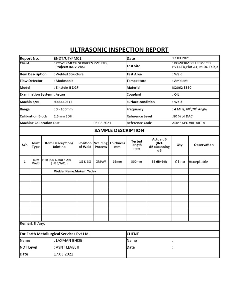 1 23.03.2021 Powermech Services PVT - LTD Ut Report | PDF