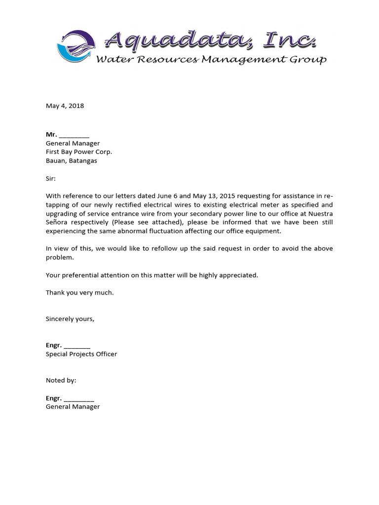 Request For Electrical Tapping | PDF