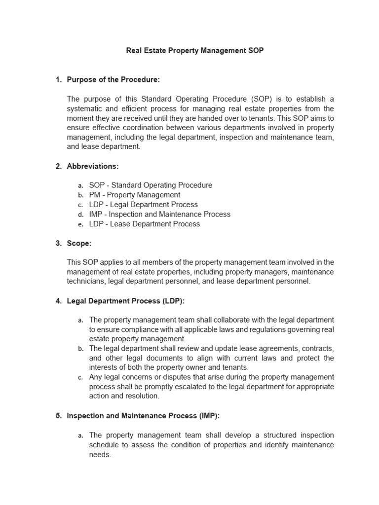 Real Estate Property Management SOP - DEC2023 - 01 | PDF | Finance ...