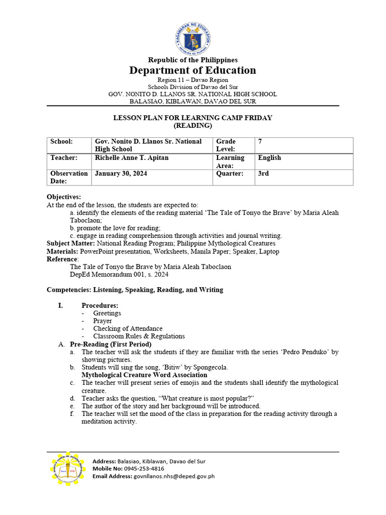 Demo-Catch Up Friday Lesson Plan | PDF | Lesson Plan | Cognitive Science