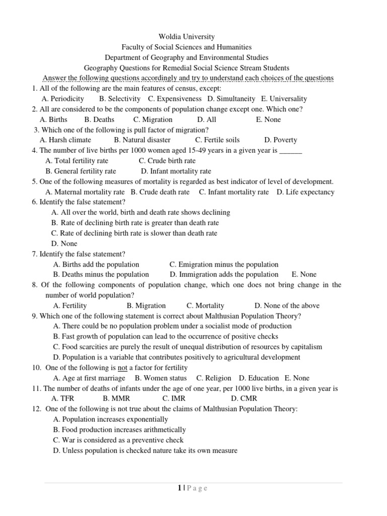 Remedial Geography Questions On Chap 4 5 | PDF | Ethiopia | Africa