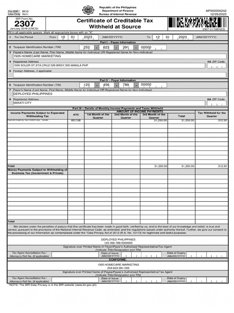 Bir Standard Form | PDF | Value Added Tax | Invoice