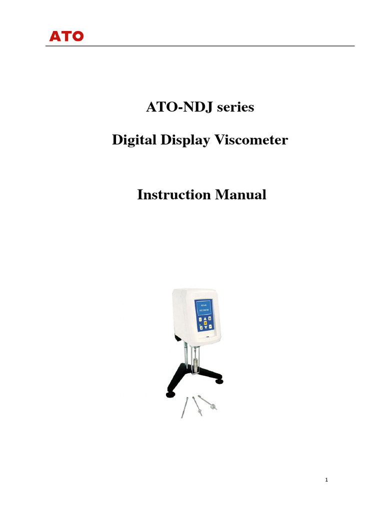 ATO NDJ Series Viscometer Instruction Manual | PDF | Mechanical Engineering | Physical Sciences