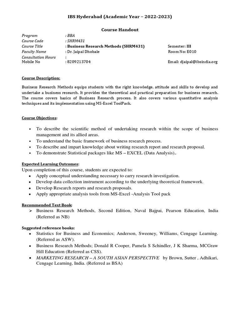 BRM Course Handout | PDF | Statistics | Data