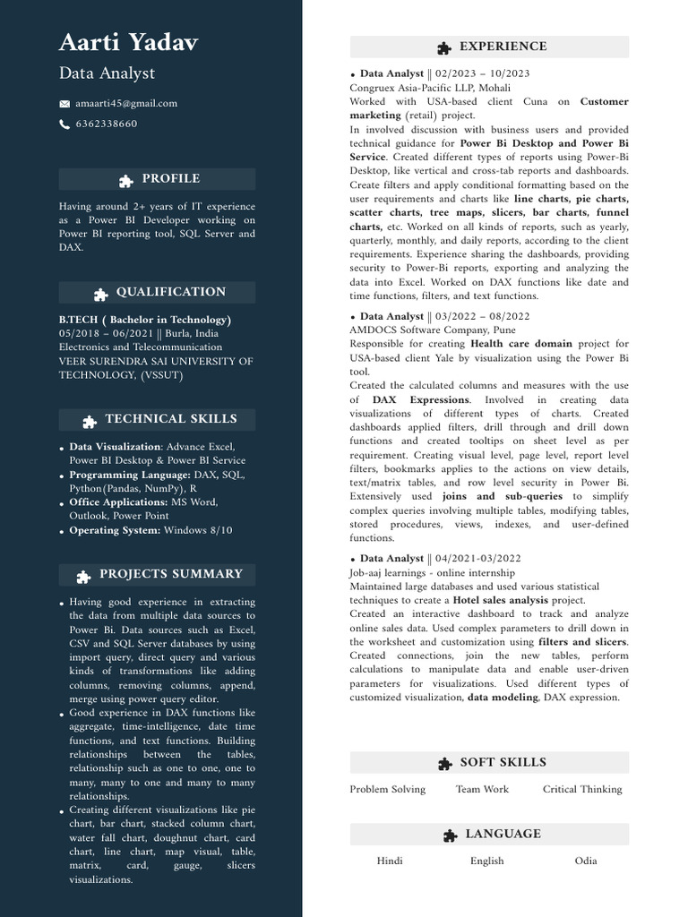 Resume Aarti Yadav | PDF | Databases | Information Science