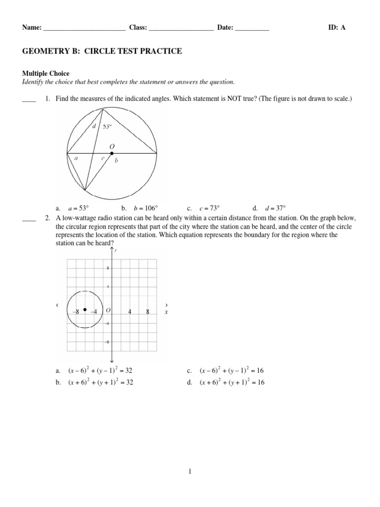 Examview - Ccgeobchapter 10 and 12 Test Practice | PDF | Circle | Angle