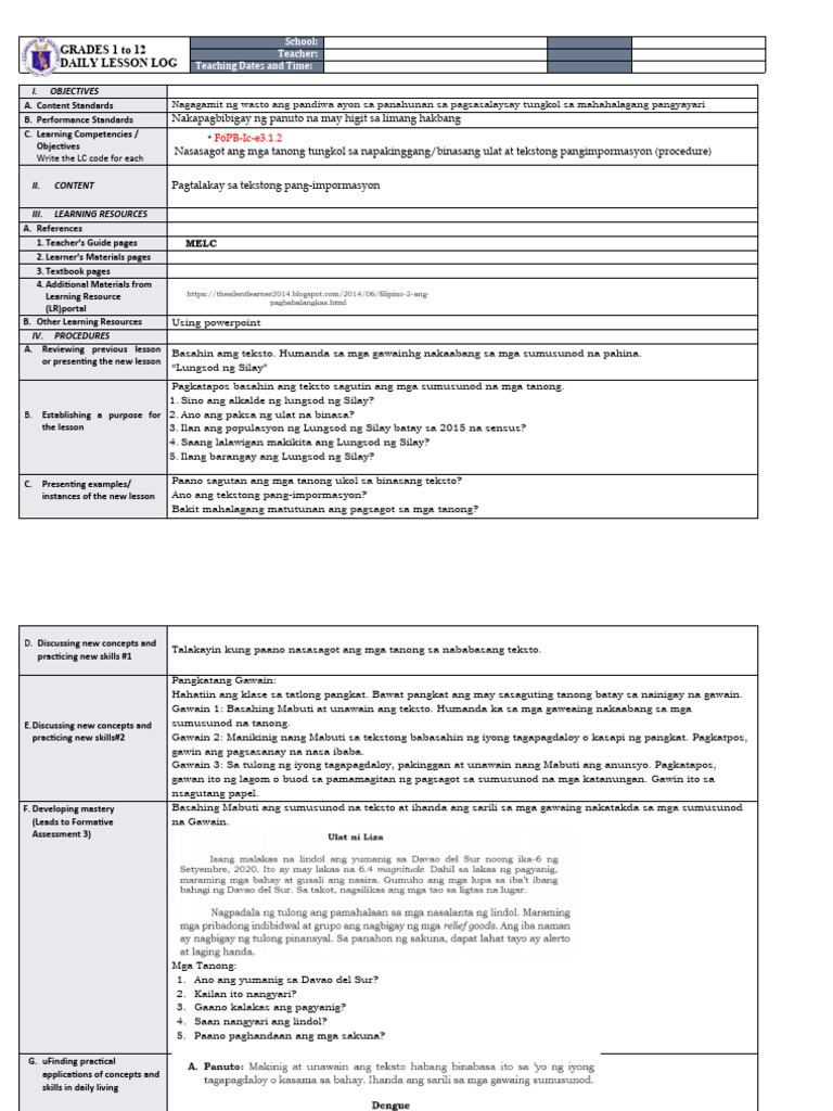 FILIPINO - Q1-W3 Day1 1 | PDF