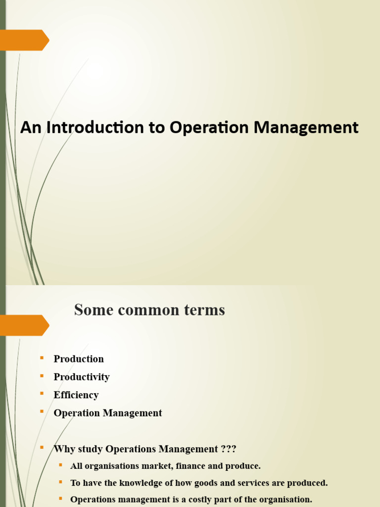 CH I - Introduction To Opeartion Management | PDF | Operations Management | Inventory