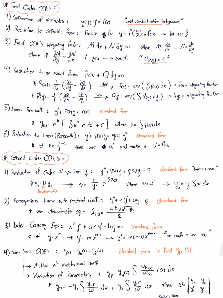 Differential Equations Summary | PDF